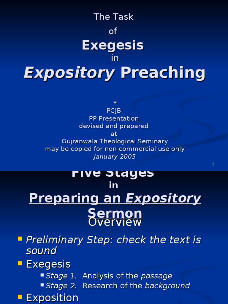 11. the Task of Exegesis - Five Stages 27Frs | Expository Preaching ...