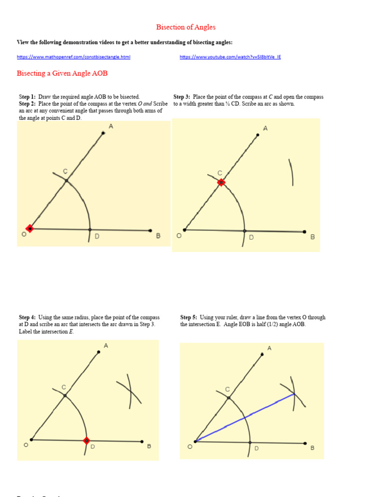 Bisecting Angles Lesson 2 | PDF | Angle | Geometric Measurement