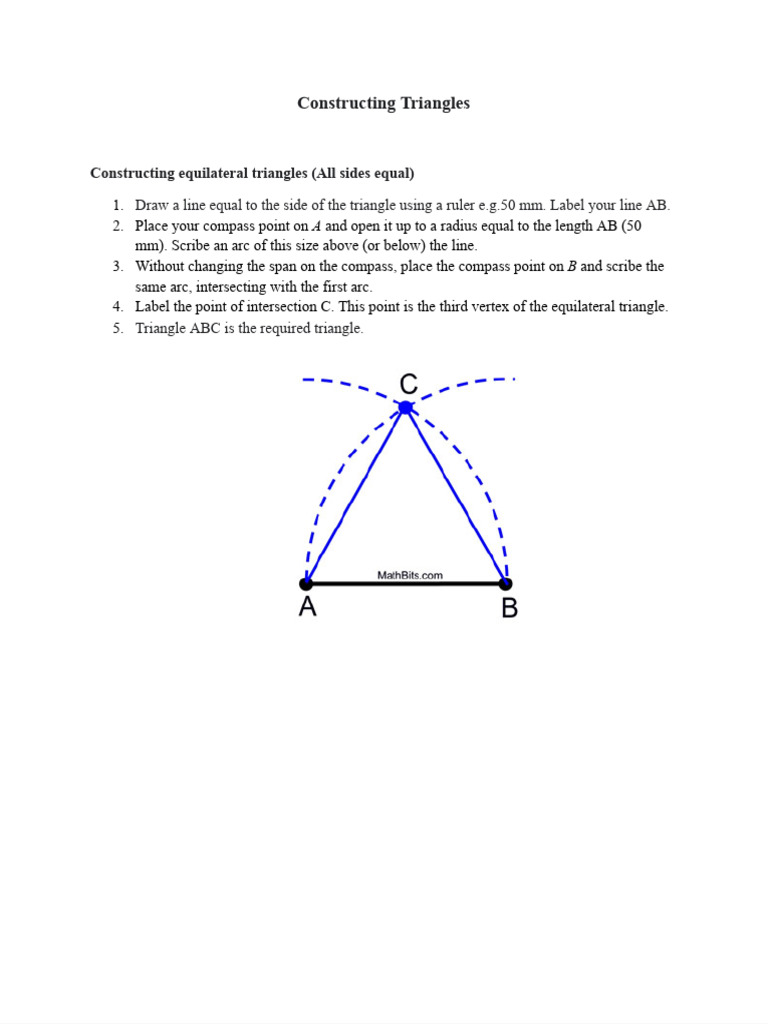 Constructing Triangles Students Notes | PDF | Triangle | Angle