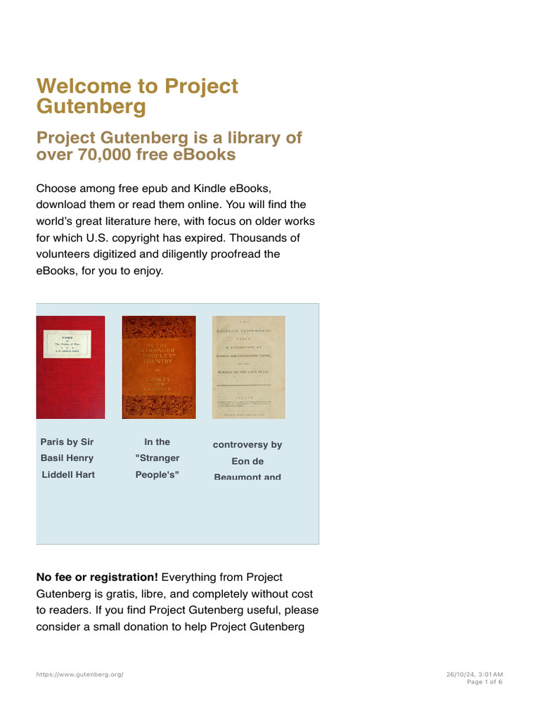 Free eBooks | | PDF | Project Gutenberg | Books
