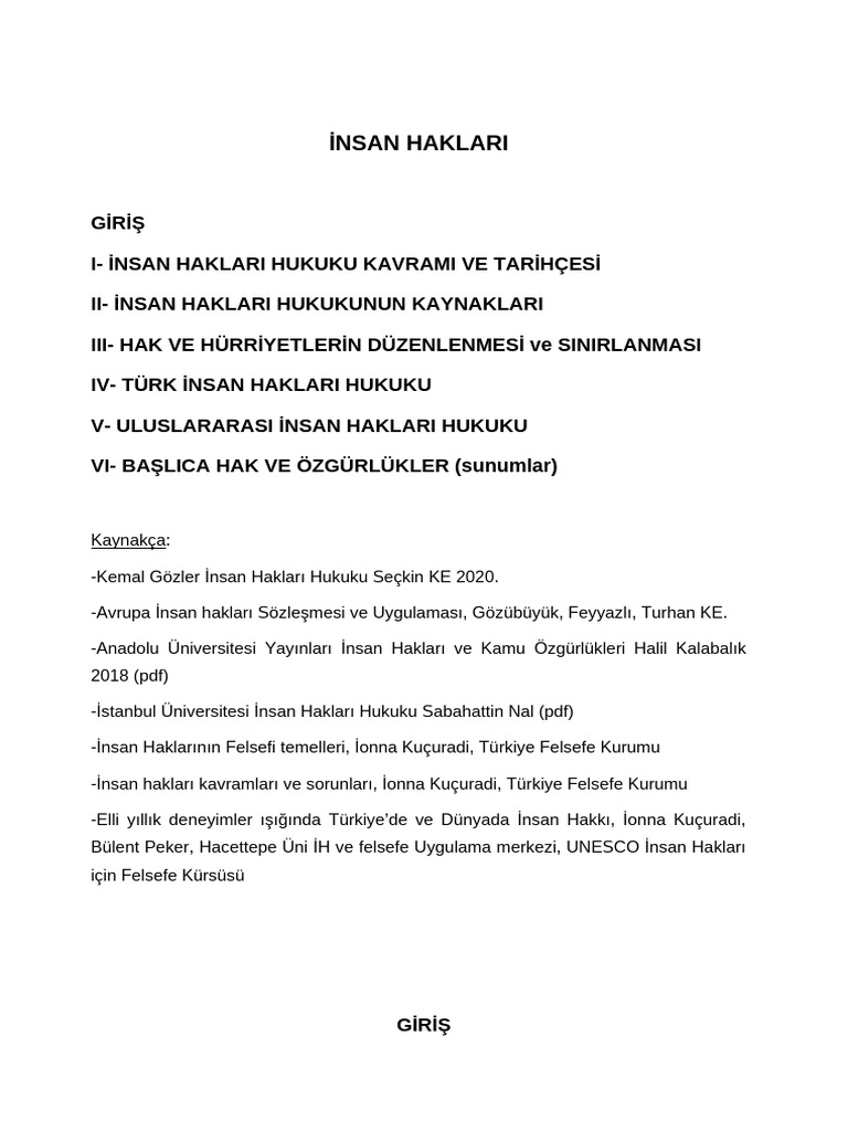İnsanHakları Ve Etik Vize Ders Notu | PDF
