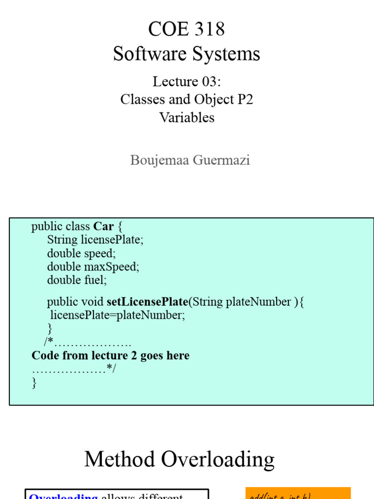 Lecture 03 Annotated - Classes and Object P2 - Variables | PDF | Data Type | Integer (Computer ...