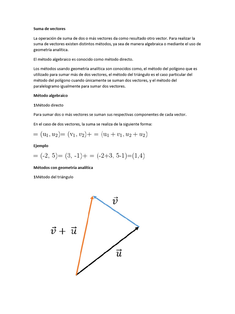 SUMA Y RESTAS DE VECTORES | PDF | Vector Euclidiano | Triángulo