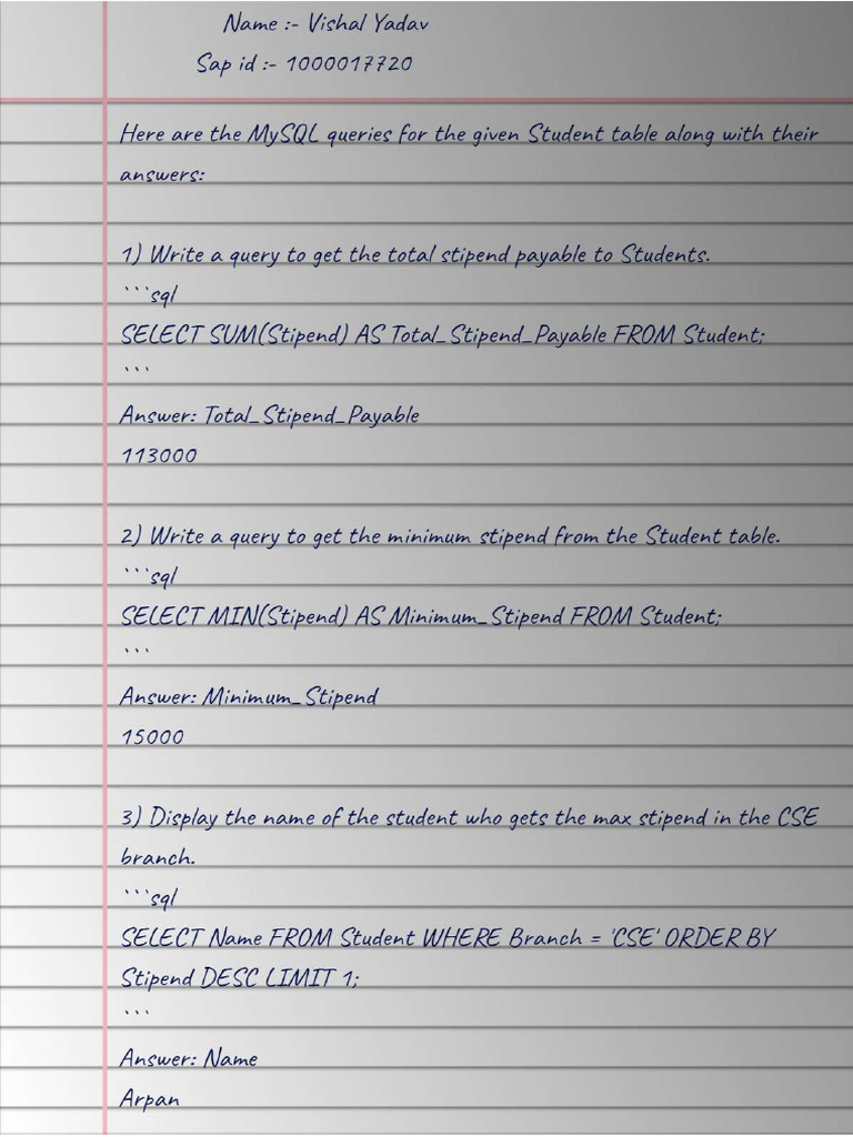 Vishal Graded Lab 2 DBMS | PDF