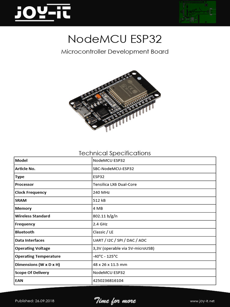 SBC Nodemcu Esp32 Datasheet - V1.22 | PDF | Computers