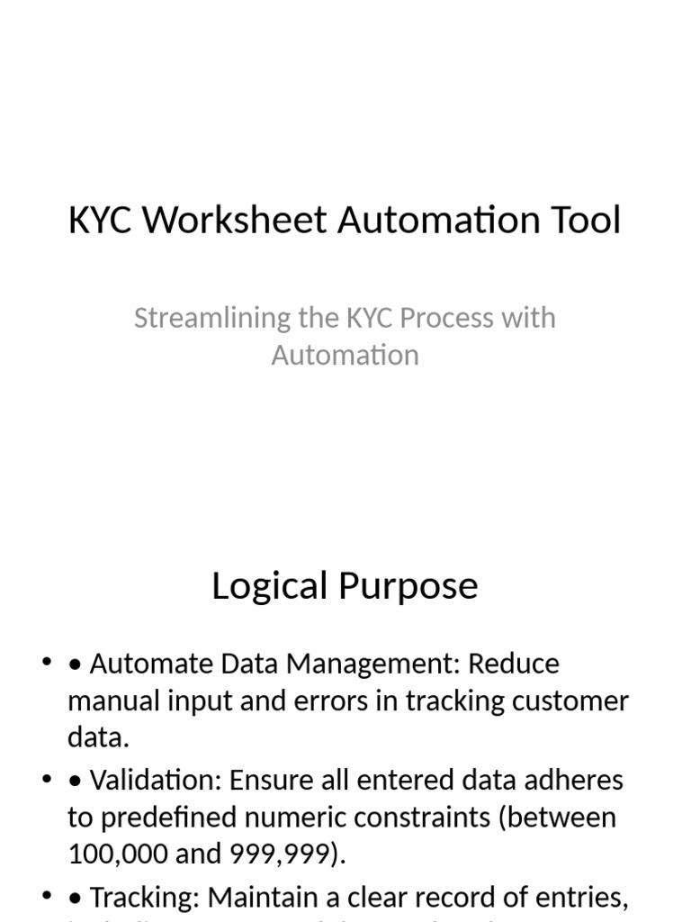 KYC Worksheet Automation Tool | PDF | Computers