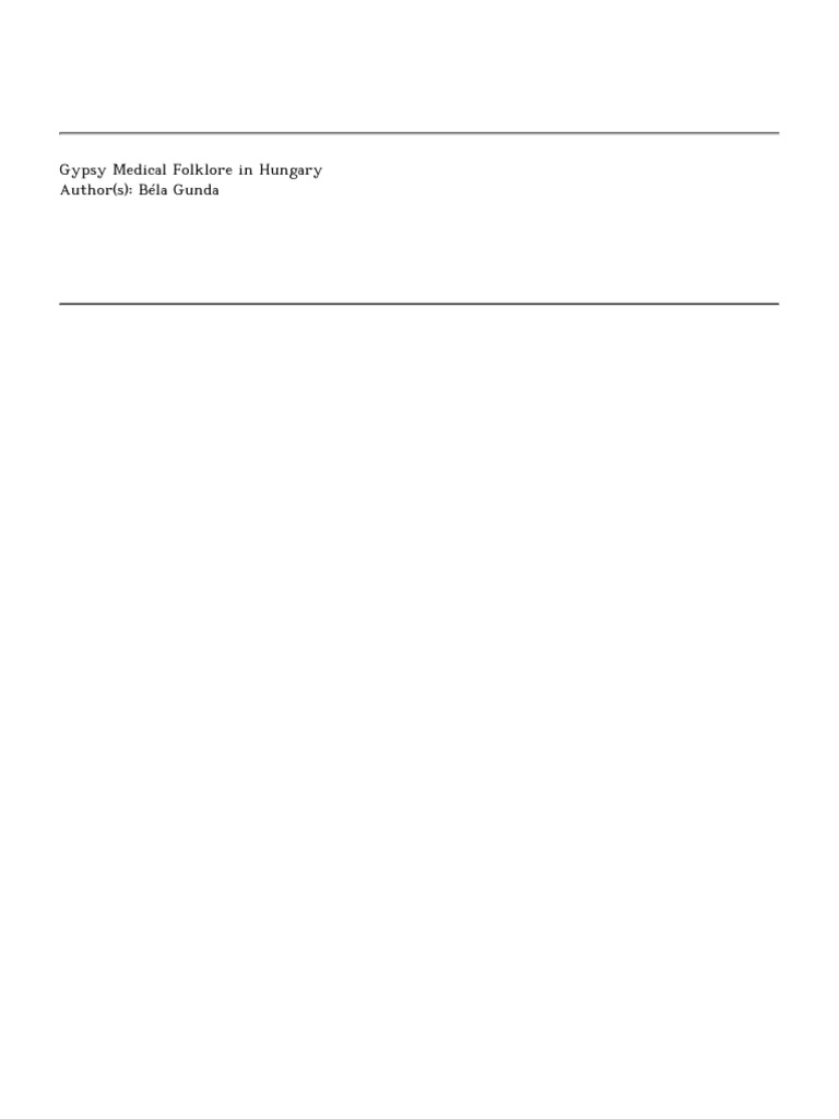 Gypsy Medical Folklore in Hungary | PDF | Hungary | Breastfeeding