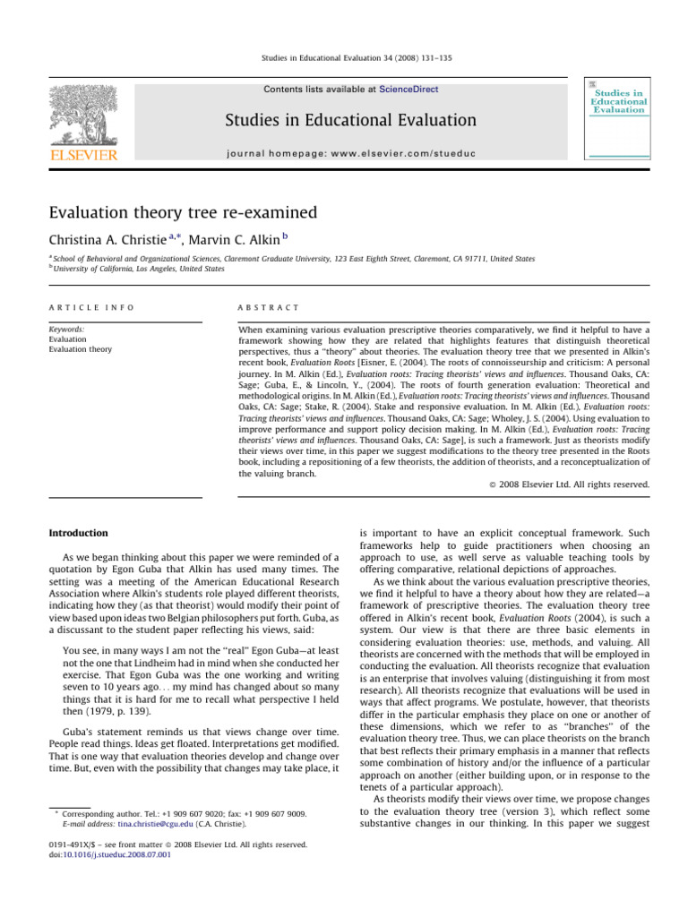 Revising the Evaluation Theory Tree | PDF | Evaluation | Theory