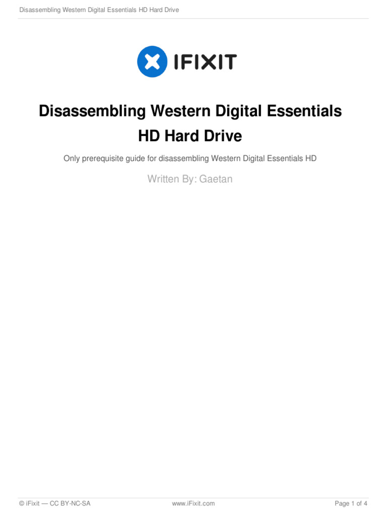 Disassembling Western Digital Essentials HD Hard Drive | PDF