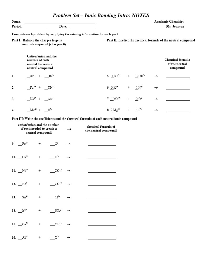 Ionic Compounds INTRO NOTES | PDF