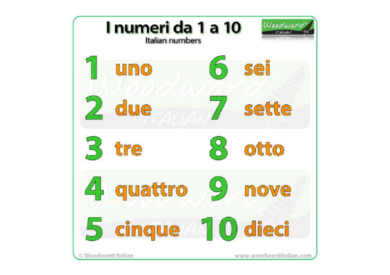 Italian Numbers 1 10 | PDF