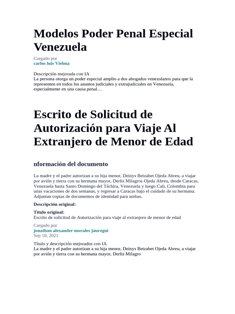 Modelos de Poder y Autorización Legal en Venezuela | PDF | Derecho