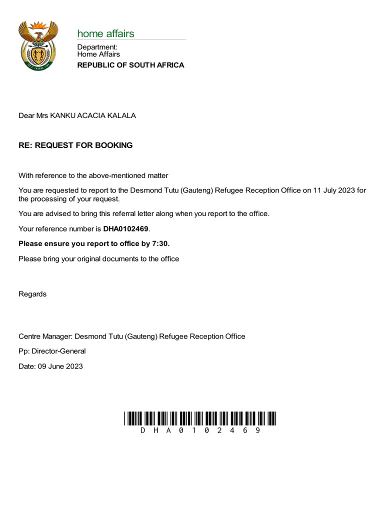Booking Letter | PDF