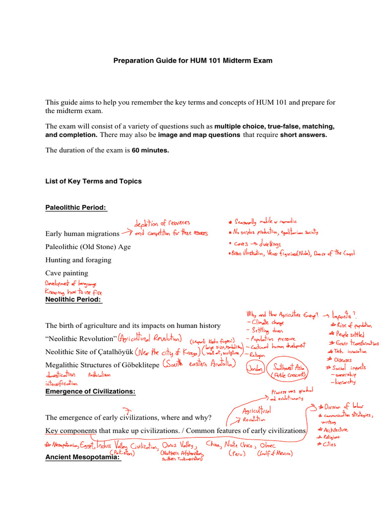 HUM 101 Midterm Exam Preparation Guide | PDF