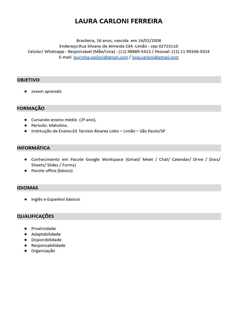 Cópia de CV Laura | PDF