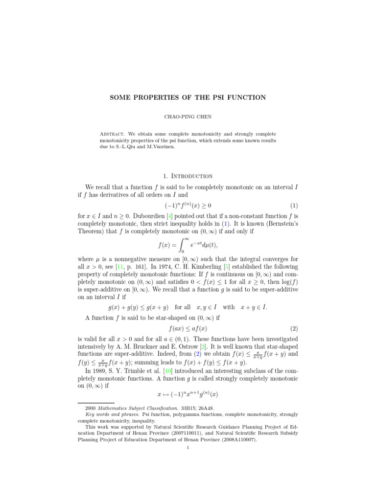 Properties For Psi Function2 | PDF | Monotonic Function | Function (Mathematics)
