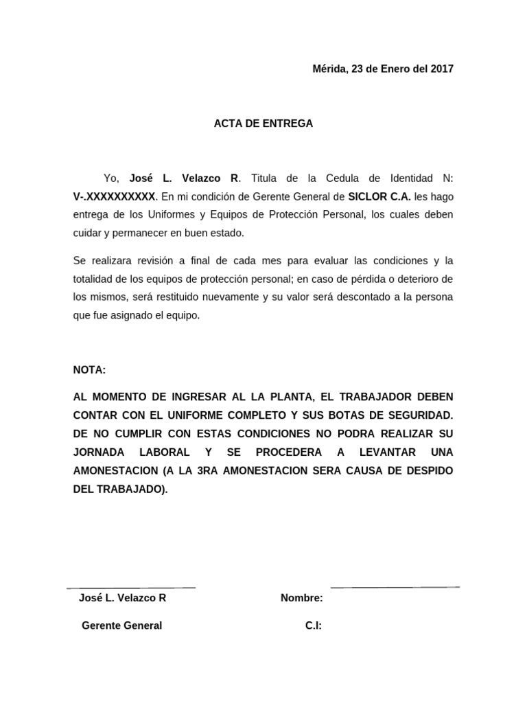 Acta de Entrega EPP | PDF | Derecho