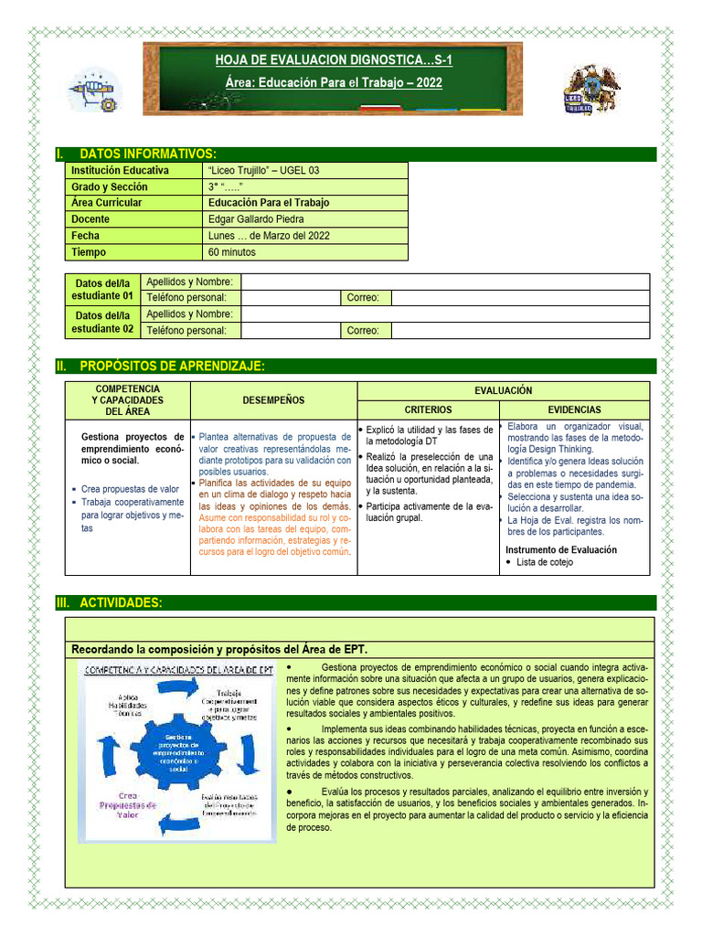 Guía de Eval. Diagnostica... Act.1 | PDF | Iniciativa empresarial | Cognición
