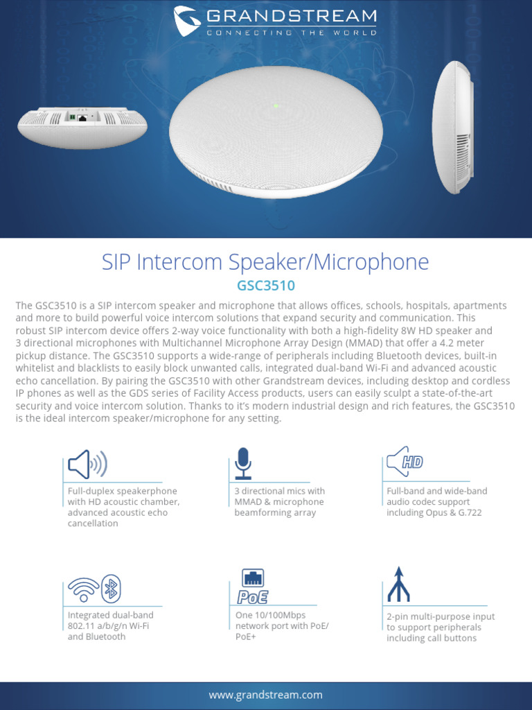 Datasheet gsc3510 English | PDF | Session Initiation Protocol | Bluetooth