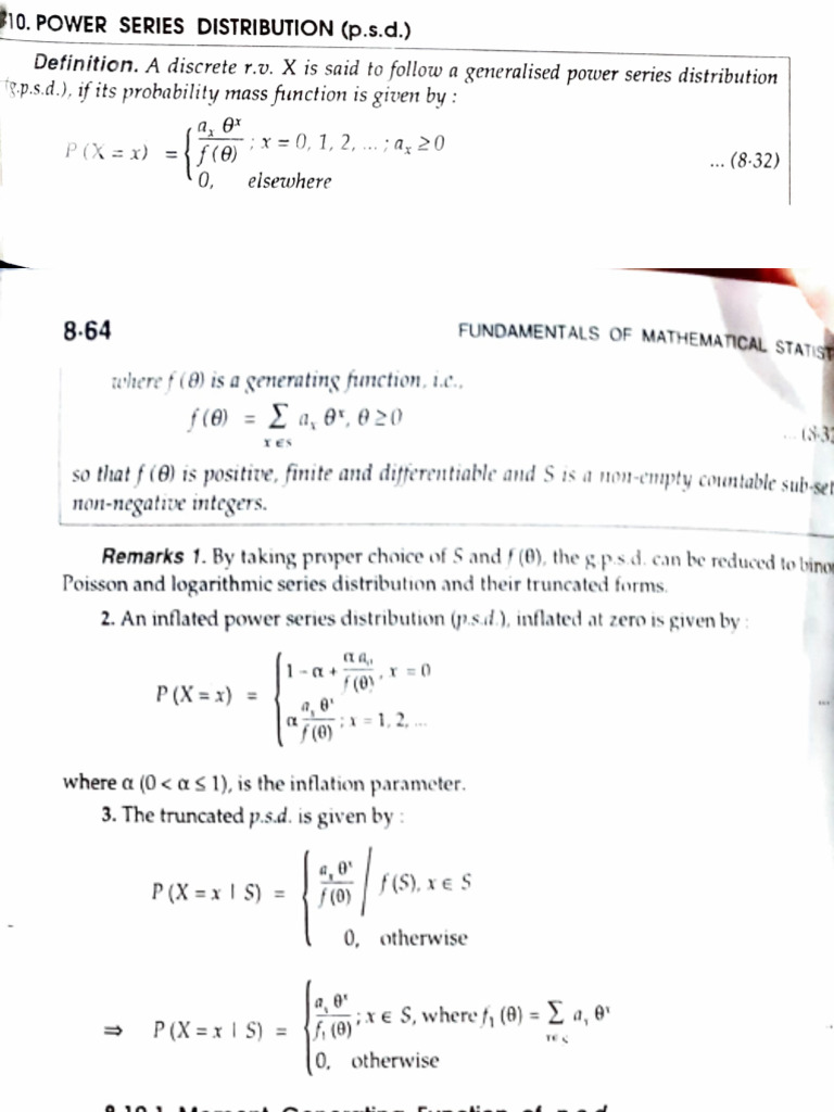 Generalized Power Series Distribution | PDF | Statistical Theory ...