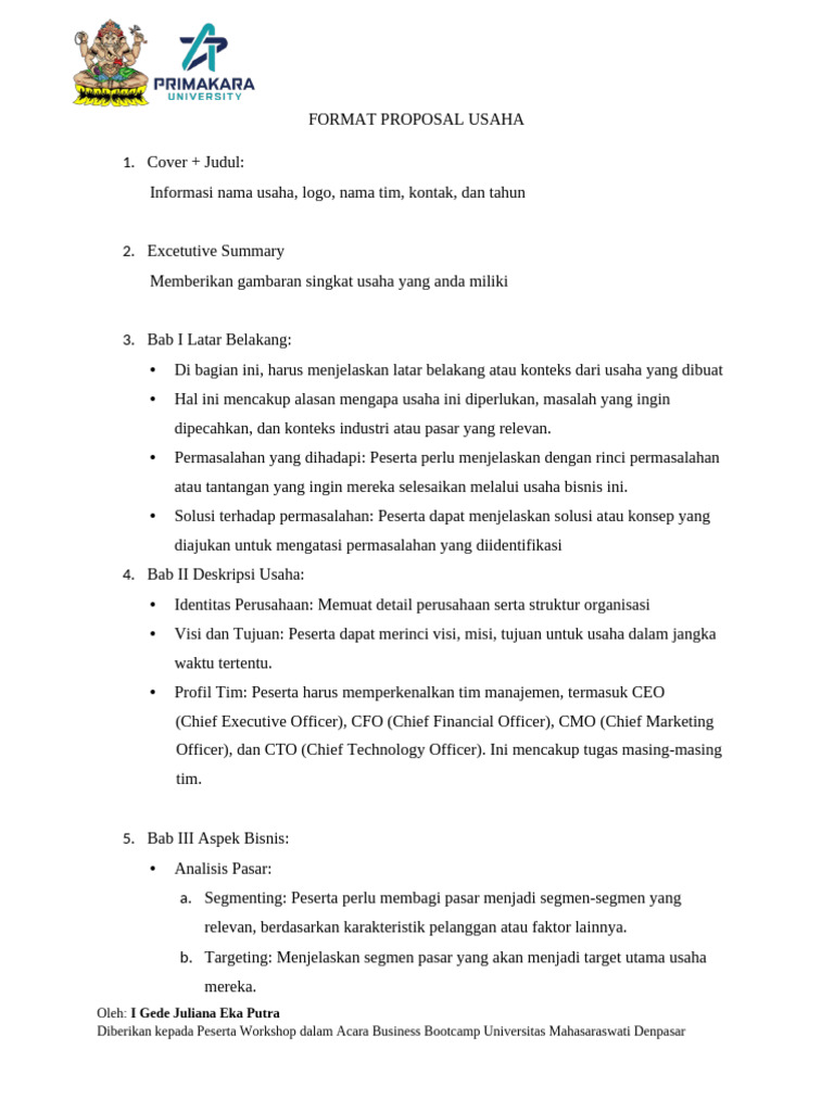 Proposal Usaha untuk Bootcamp | PDF