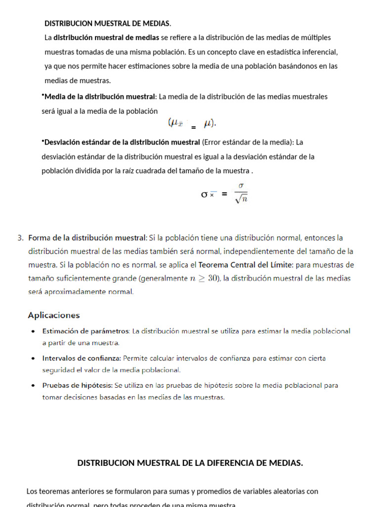 Distribucion Muestral de Medias | PDF | Media | Desviación Estándar