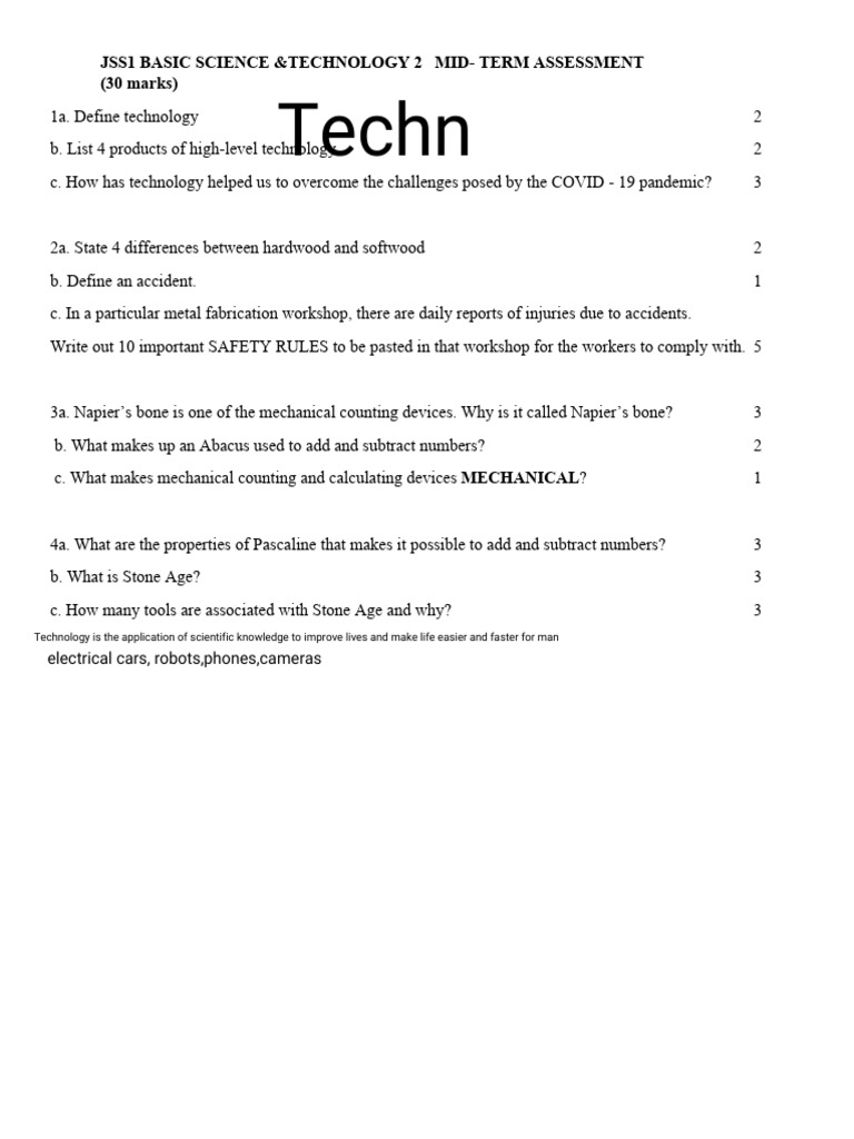 Edited - (Template) Final JSS 1 BST 2 ASSESSMENT 2020-21 | PDF