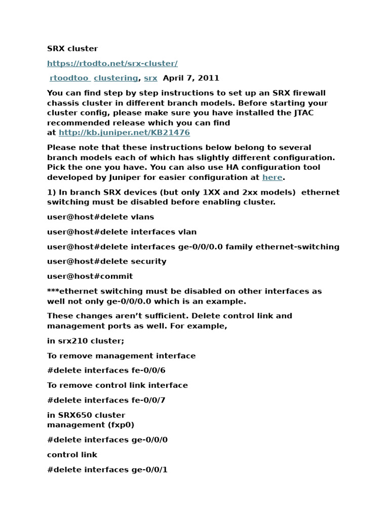 SRX Chassis Cluster Basics | PDF | Computer Cluster | Transmission Control Protocol