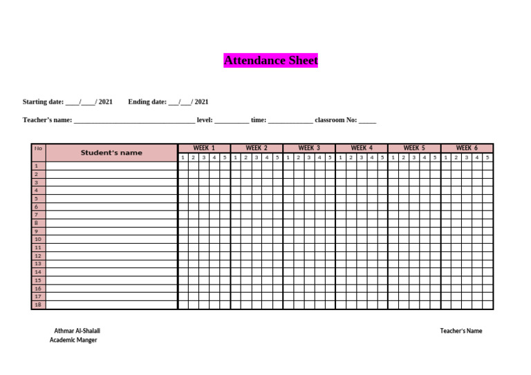Students Attendance Sheet | PDF