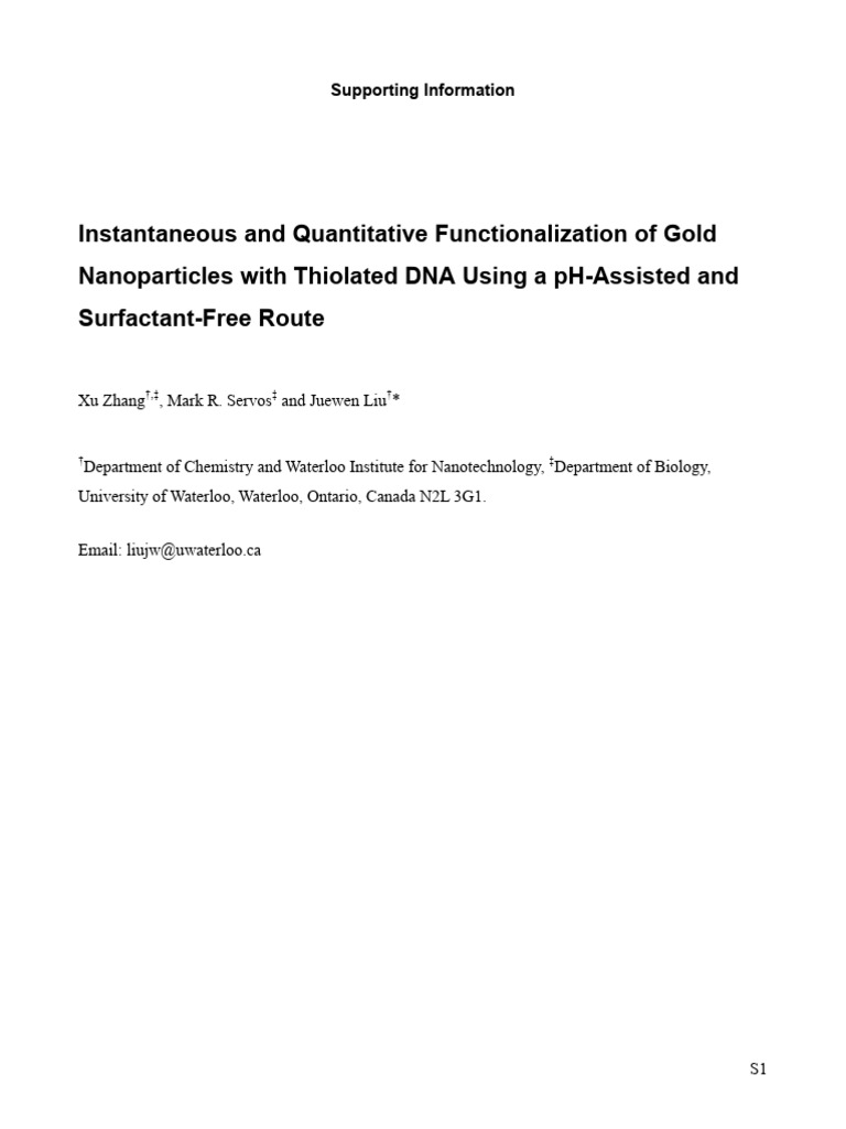 Suple - Instantaneous and Quantitative Functionalization of Gold Nanoparticles With Thiolated ...