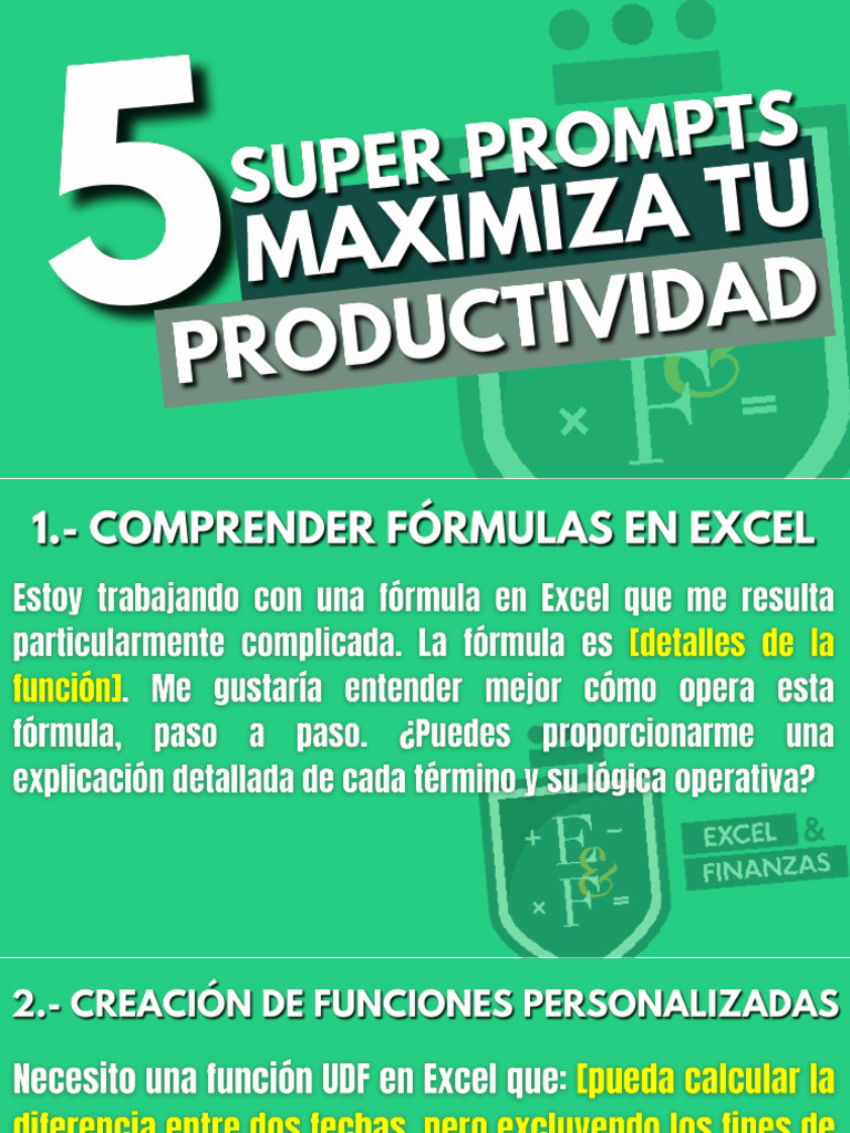 5 Prompts Esenciales de Excel | PDF