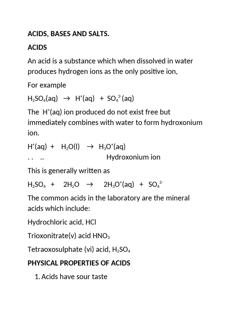 Classnotes Student 31272728464 Acids, Basesandsalts | PDF | Acid | Ph