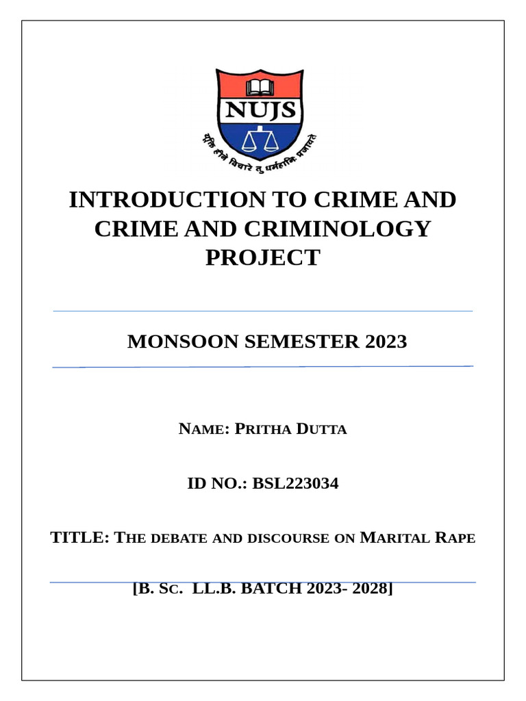 Criminology Project Sem 1 | PDF | Rape | Marriage