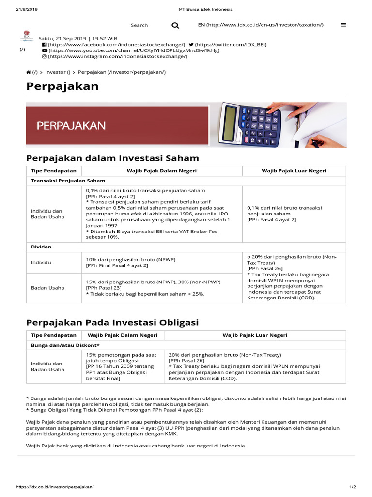 PT Bursa Efek Indonesia PERPAJAKAN | PDF | Pengelolaan Keuangan & Uang