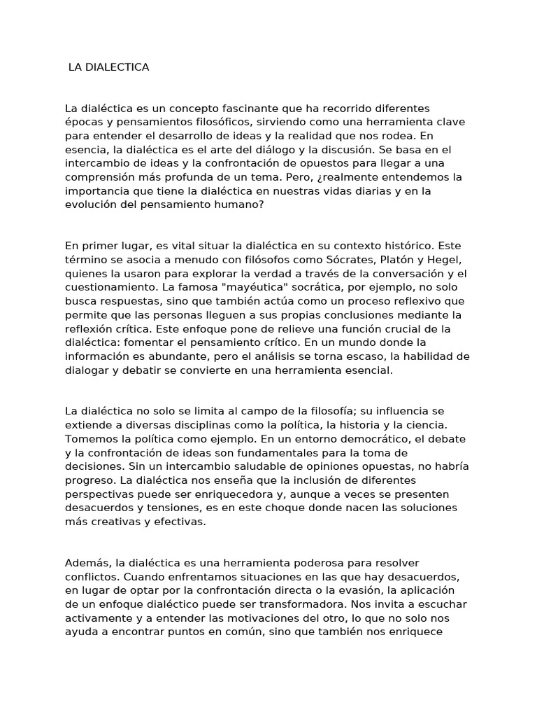 La Dialectica | PDF | Dialéctico | Pensamiento