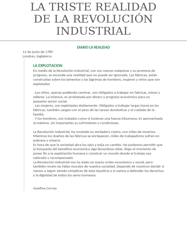 La Triste Realidad de La Revolución Industrial Explotación Humana en ...