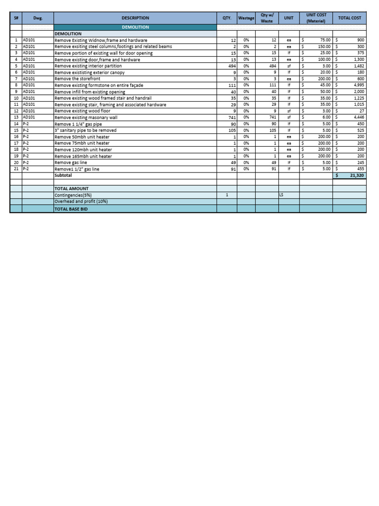 Demolition Sample | PDF | Buildings And Structures | Components