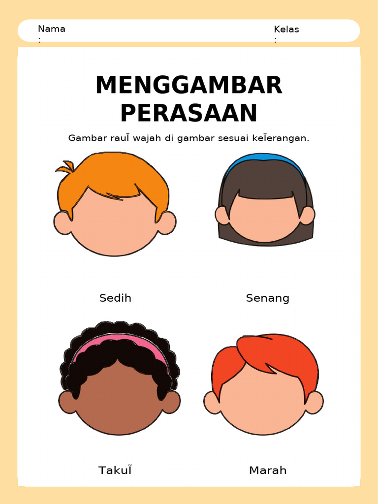 Menggambar Perasaan Lembar Kerja Kuning Ilustrasi | PDF