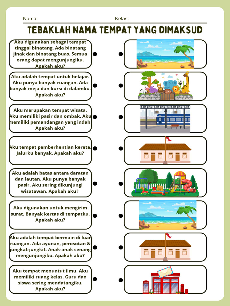 Hijau Ilustrasi Lembar Kerja Mengetahui Potongan Buah | PDF