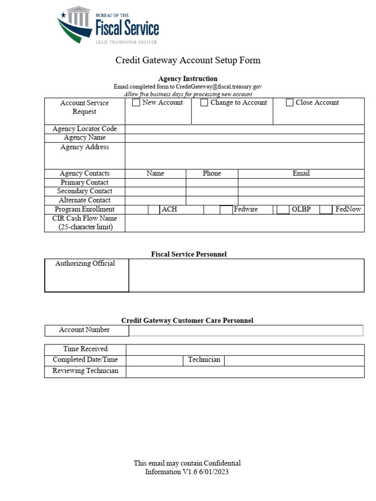 Credit Gateway Account Setup Form | PDF