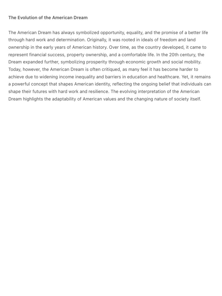 The Changing Face of the American Dream | PDF | Social Science