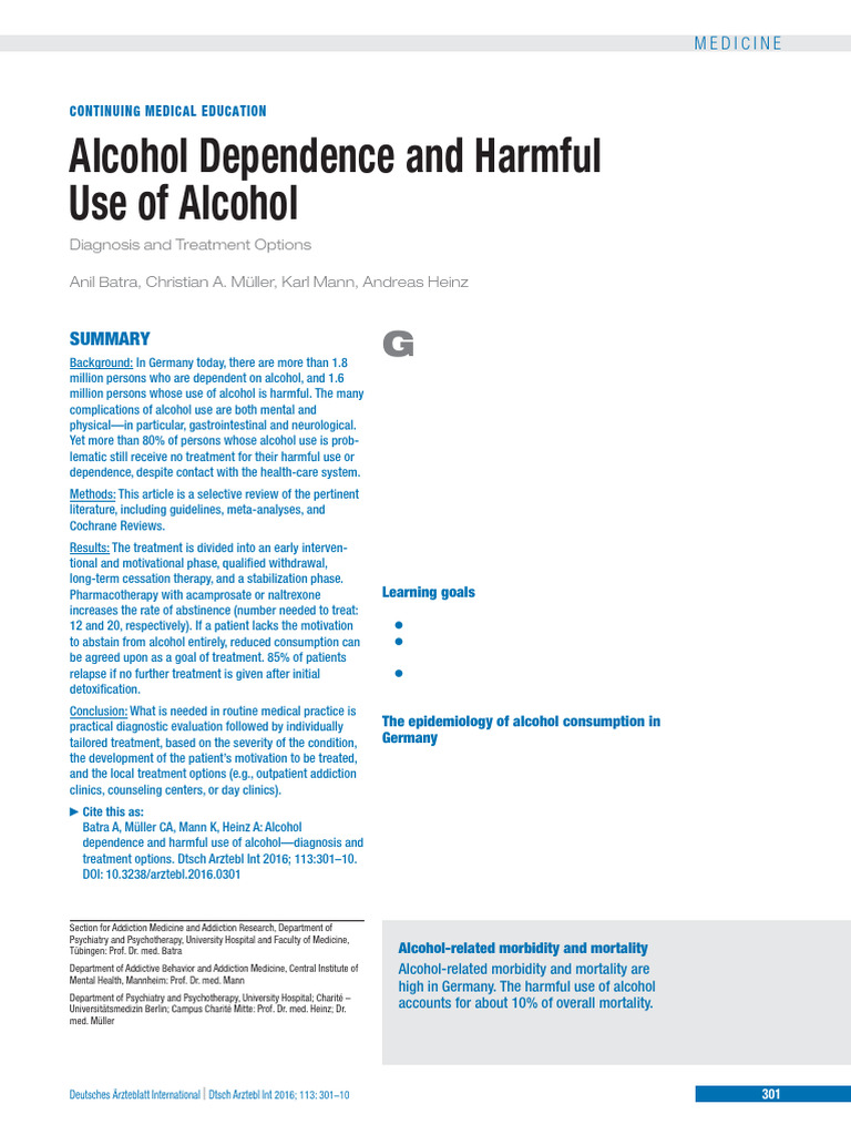 Alcohol Dependence: Diagnosis & Treatment | PDF | Alcoholism | Mental ...
