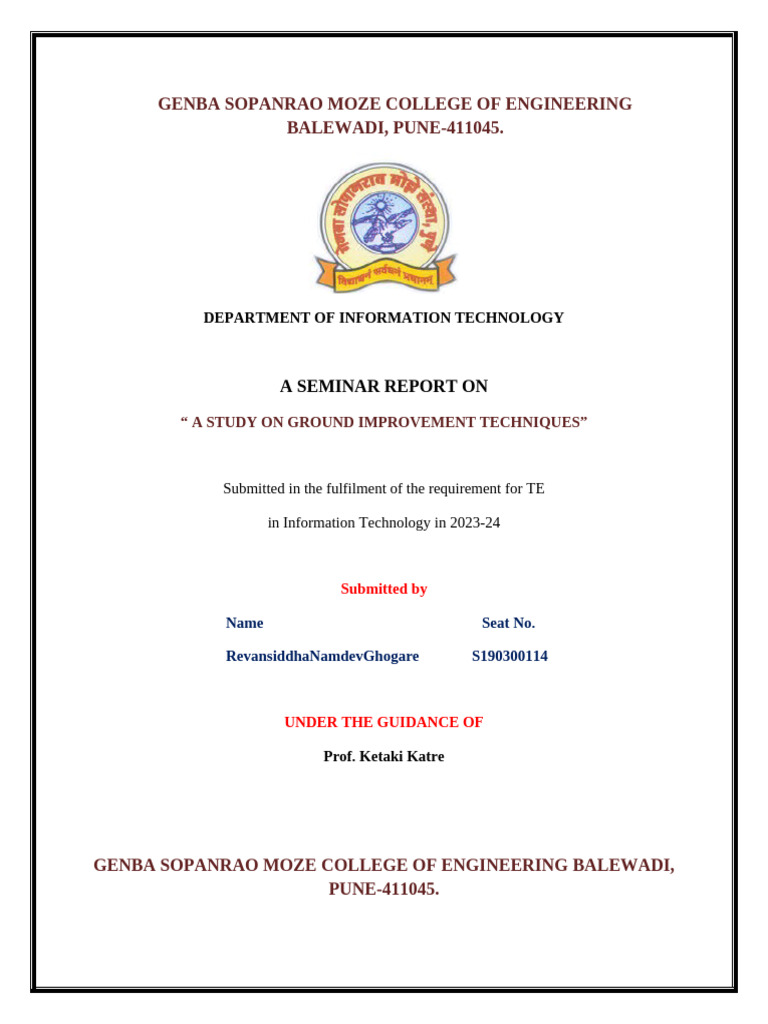 Sample Copy - TE IT (A.Y. 2024-25) Seminar Format | PDF | Art | Computers