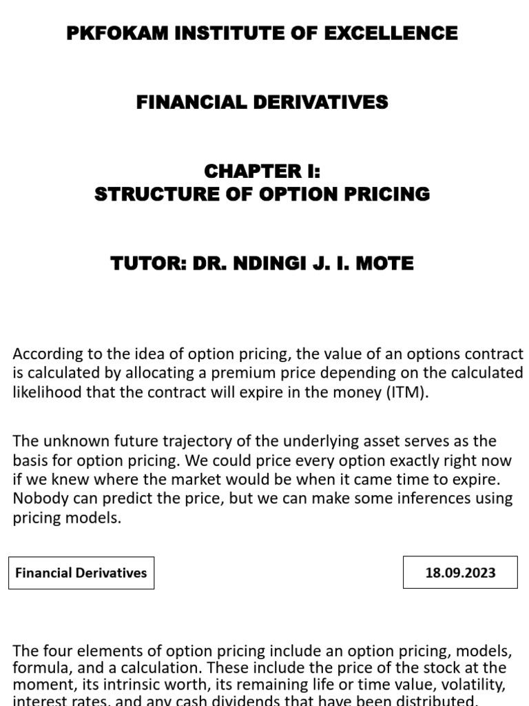 Chapter I Structure of Option Pricing | PDF | Bonds (Finance) | Interest