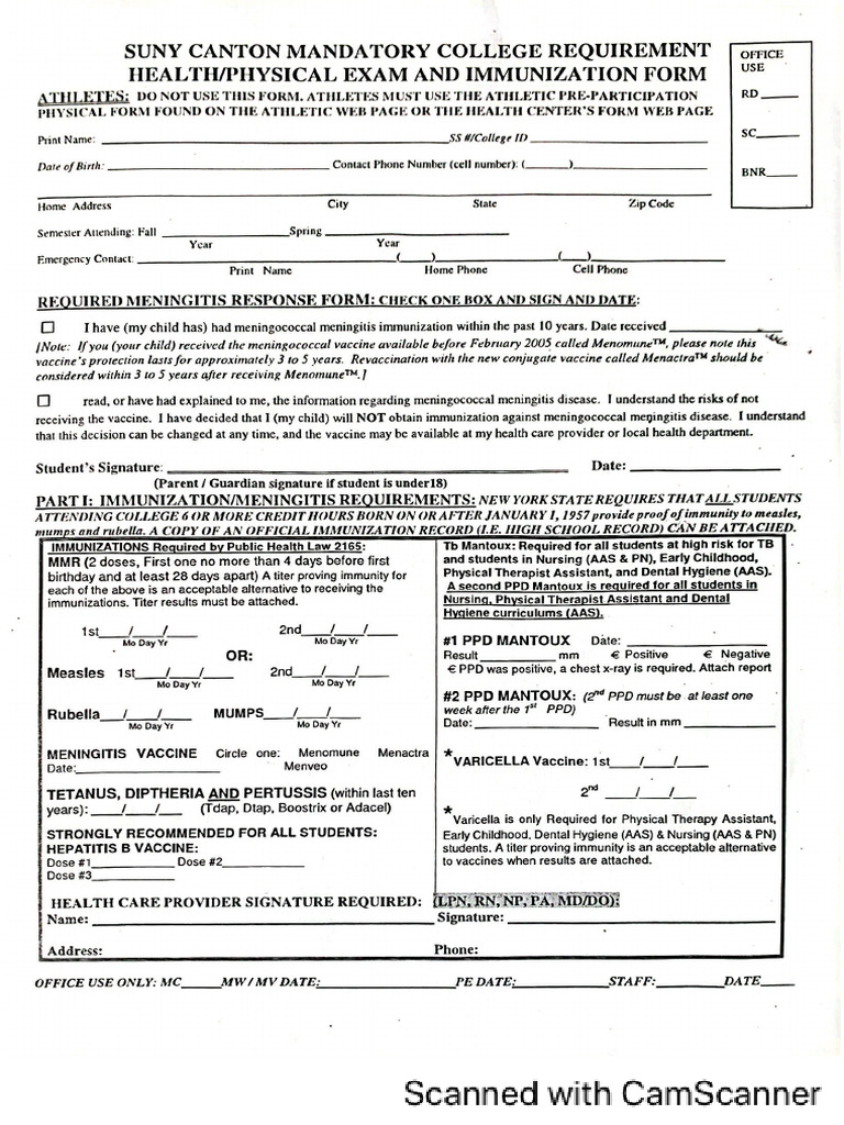 Immunization Form | PDF