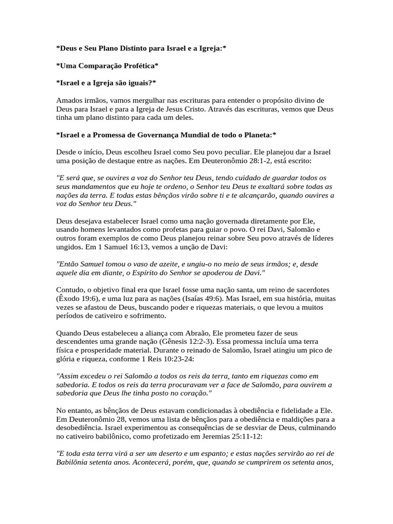 Plano de Deus: Israel e a Igreja | PDF | Jesus | O Reino de Deus