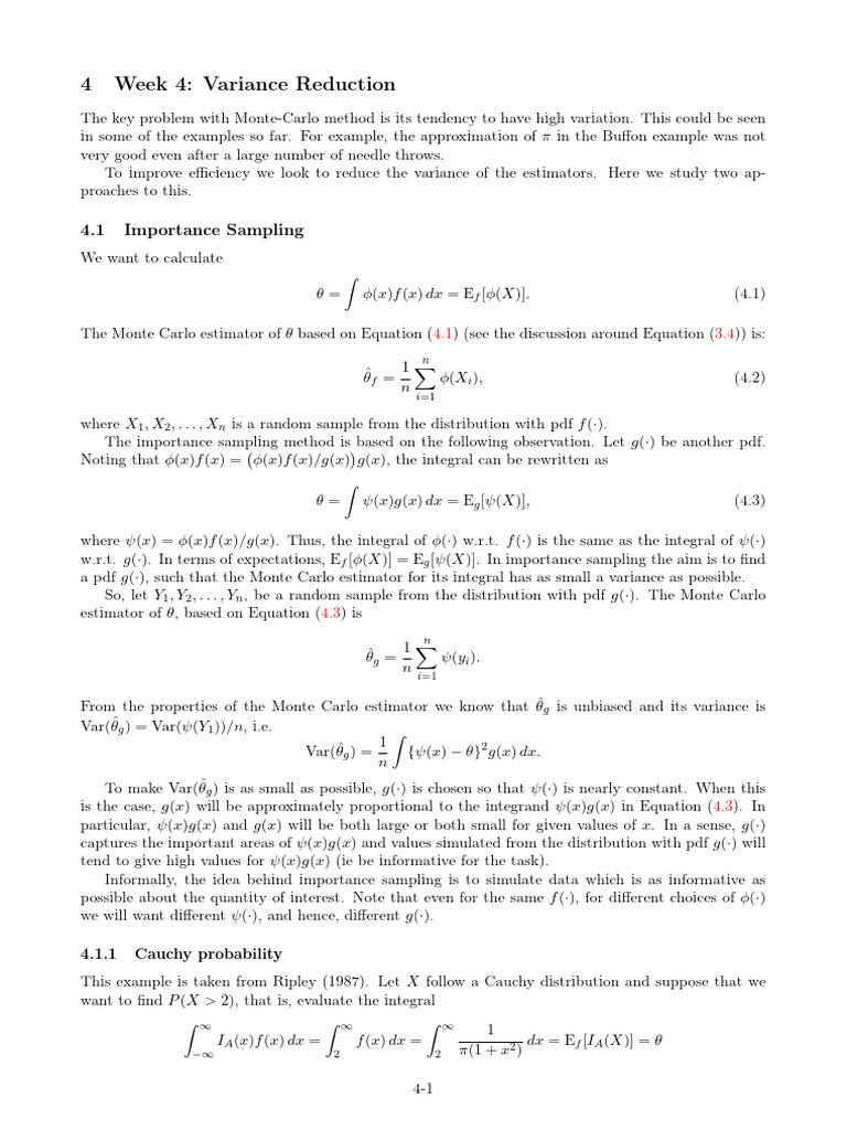 Variance Reduction Techniques in Monte Carlo | PDF | Estimator | Variance