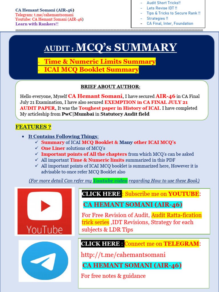 Audit Limits & MCQ Summary - Time & Numerical Limits | PDF | Reinsurance | Audit