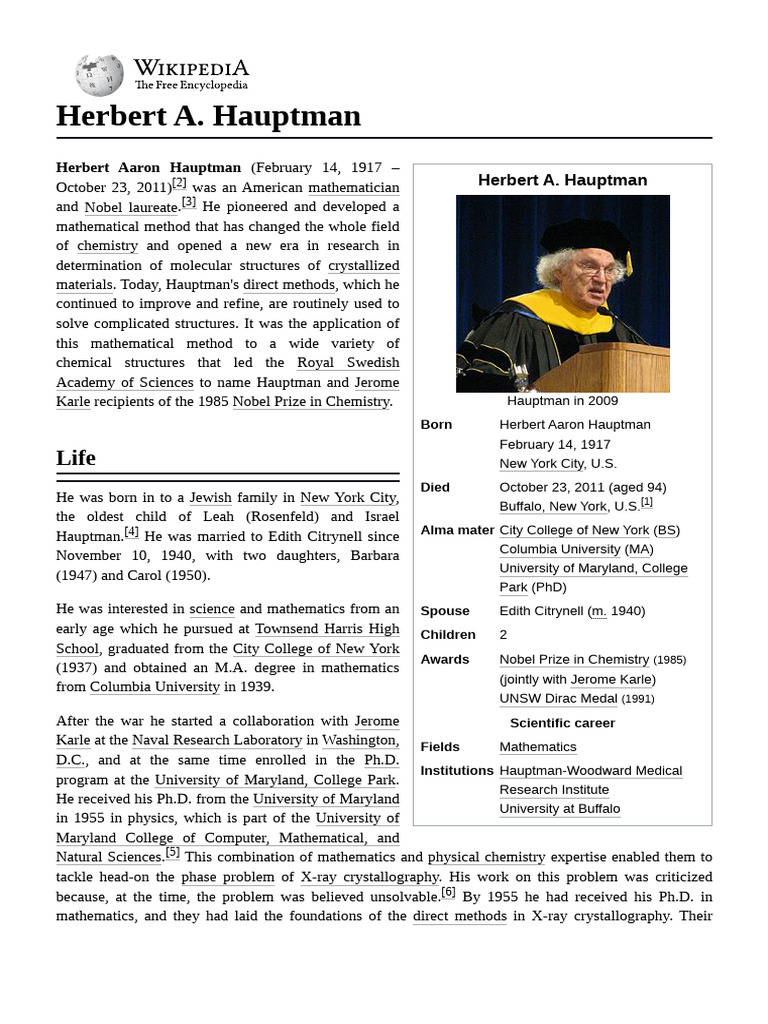 Herbert A. Hauptman | PDF | Science