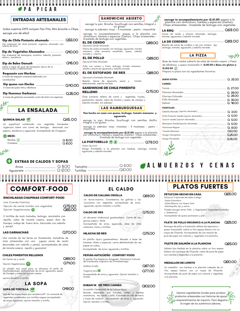 Menu de Entradas y Almuerzos Saberico MENU SABERICO - PDF - 2024 | PDF ...